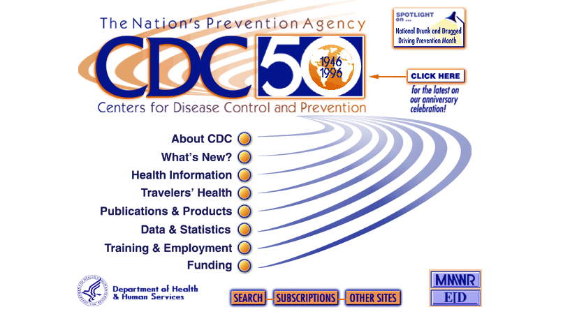 A look back at the early homepages of the CDC and WHO in the 1990s