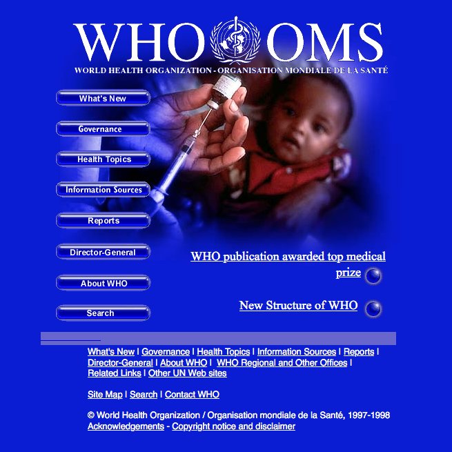 A look back at the early homepages of the CDC and WHO in the 1990s