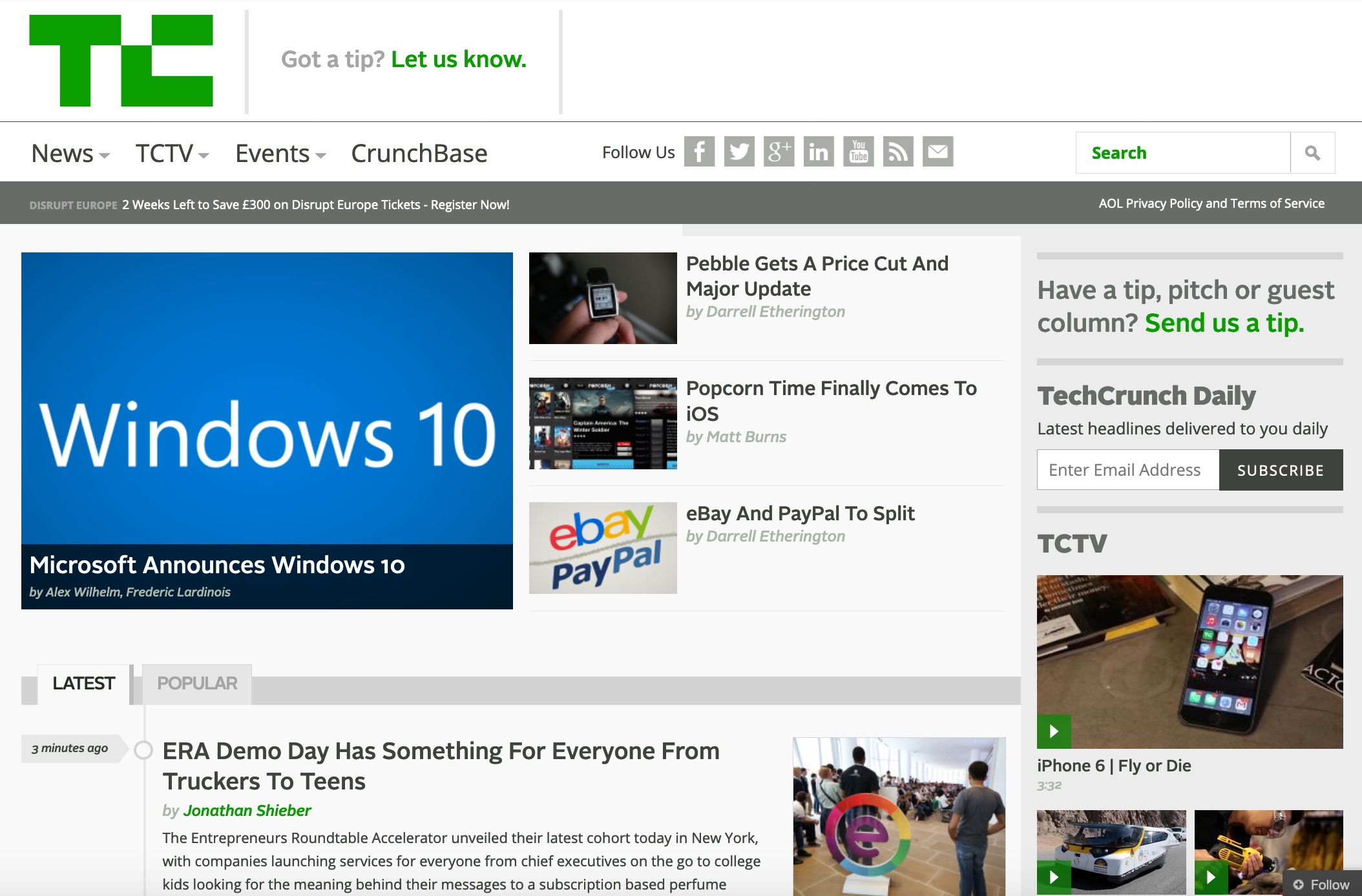 20 Years of TechCrunch Website Design History - 12 Images - Version Museum