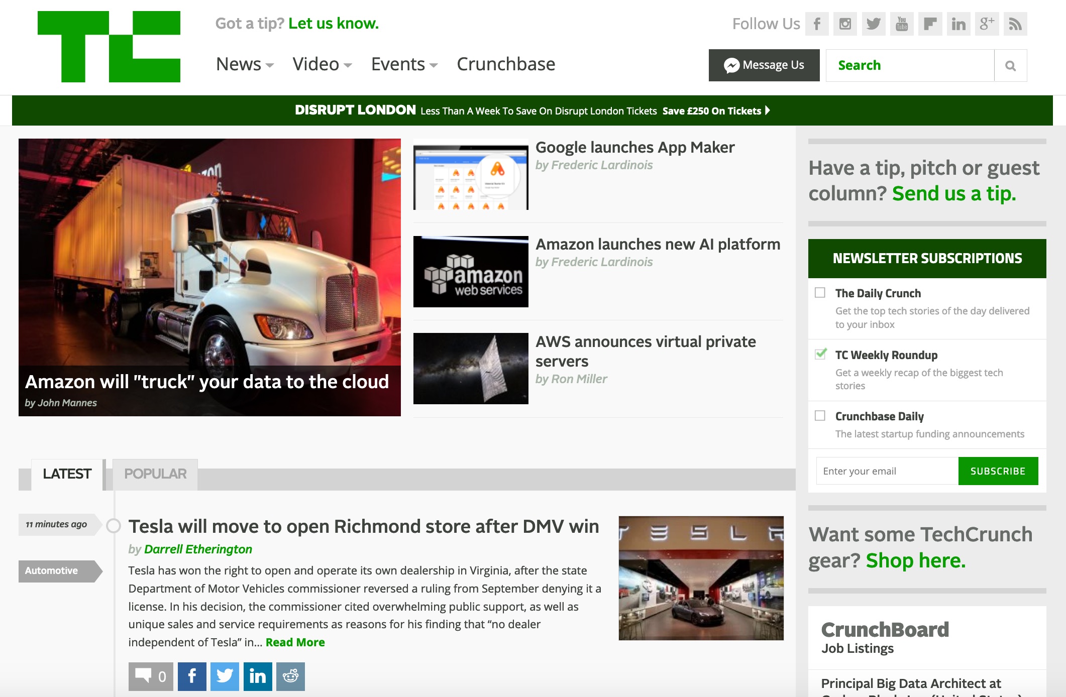 20 Years of TechCrunch Website Design History - 12 Images - Version Museum