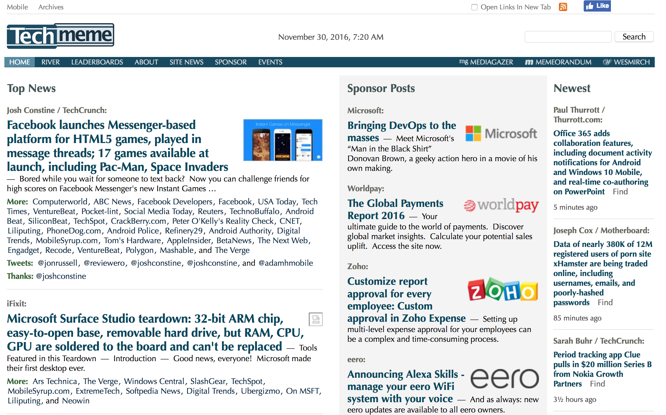 20 Years of Techmeme Website Design History - 14 Images - Version Museum