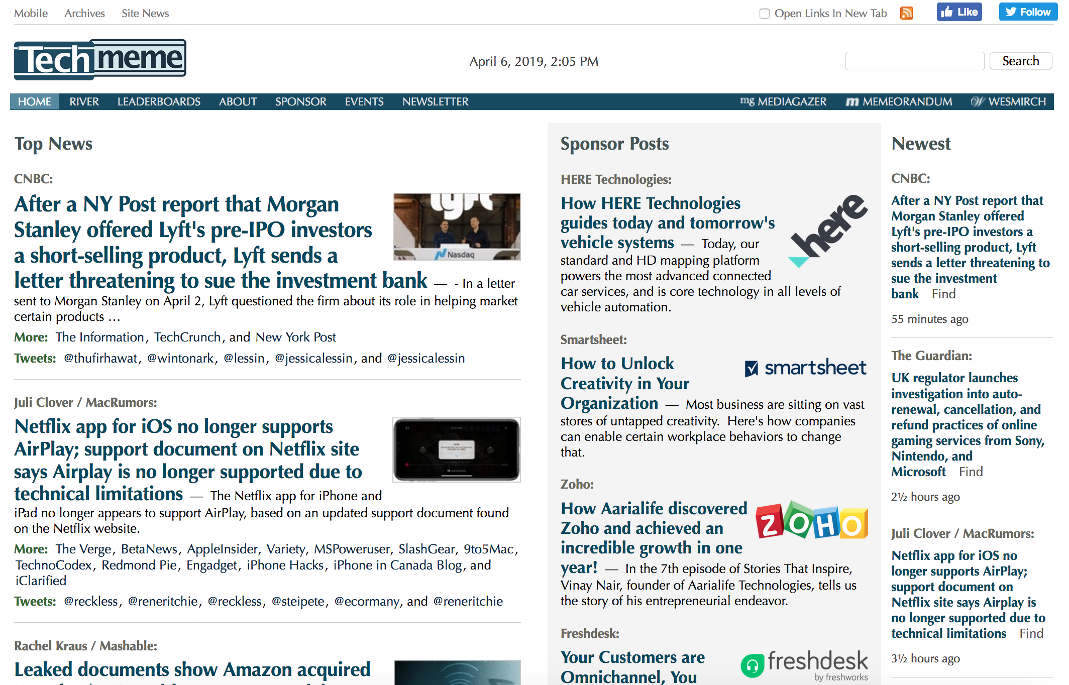 20 Years of Techmeme Website Design History - 14 Images - Version Museum