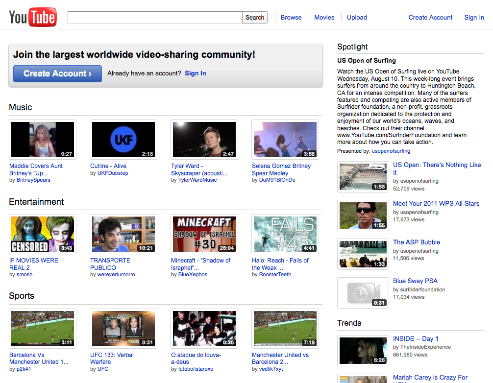 20 Years of YouTube Website Design History - 39 Images - Version Museum